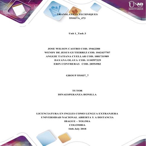 TRANSLATION TECHNIQUES Unit 1 Task 1,2,3,4 | PDF