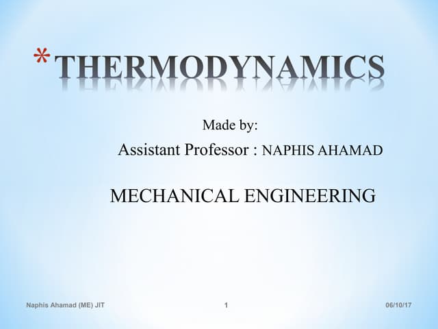 Introduction to thermodynamics | PPTX