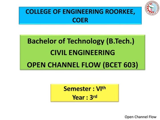 Open channel design | PDF