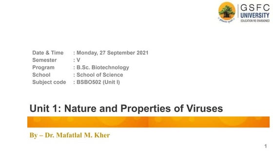 B.sc.1 viruses general characteristics | PPTX | Biological Sciences ...