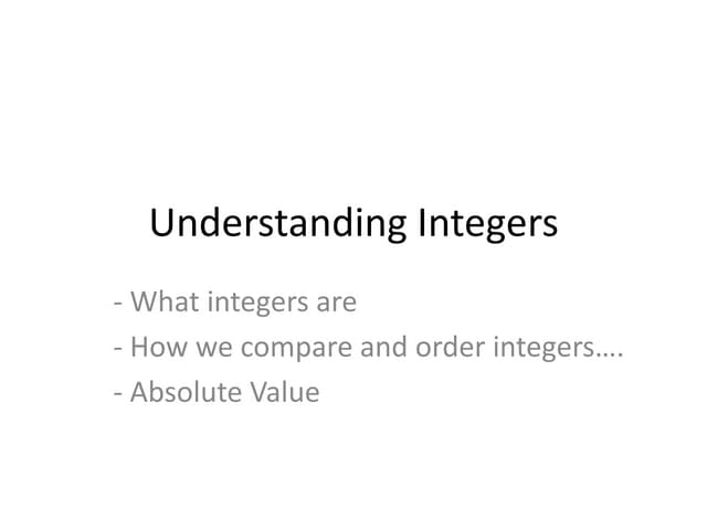 Introduction to integers | PPT