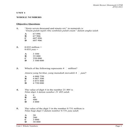 Unit 1 whole nomber | PDF