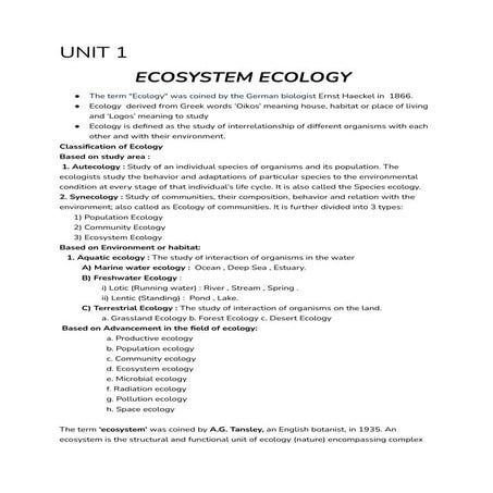 Ch 14 - Ecosystem || Class 12 || | PPTX