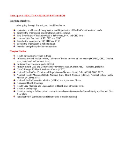 Levels of health care ppt | PPTX