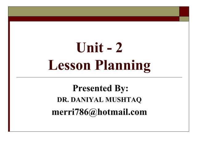 Lesson planning | PPTX