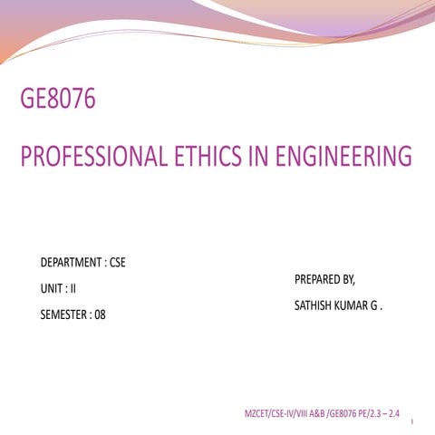 Unit 2 Pptx Professional Ethics Engineering Pptx