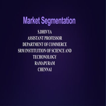Introduction to market segmentation on management | PPT