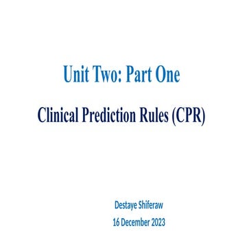UNIT_2.1 Clinical prediction rules power point presentation document | PPT