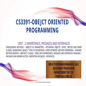 UNIT 2 & unit 3 OBJECT ORIENTED PROGRAMMING | PPTX