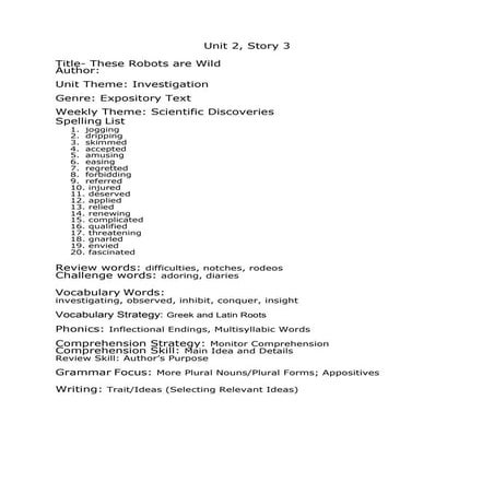 Unit 2 Story 3 These Robots are Wild | DOCX | Robotics | Technology ...