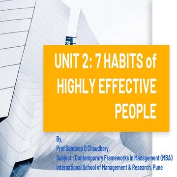 Contemporary Frameworks in Management Unit 2- 7 HABITS of HIGHLY ...