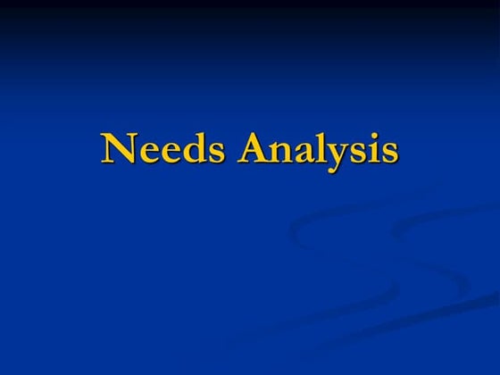 Types of Needs analysis in ESP | PPT