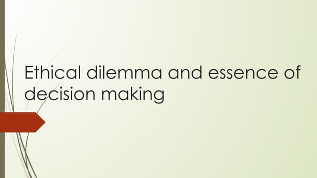Kidder's Ethical Decision Making Checkpoints | PPTX