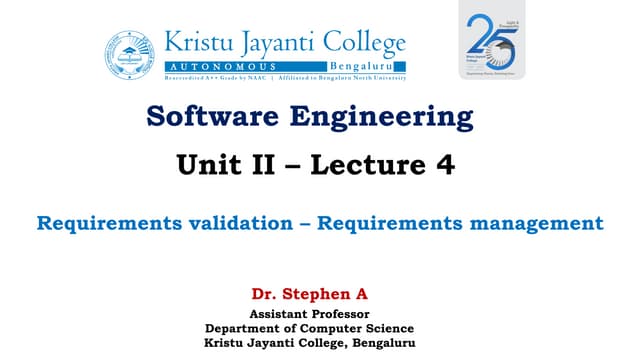 Unit 2 Lecture 4 Requirements Validation Requirements Management Pdf