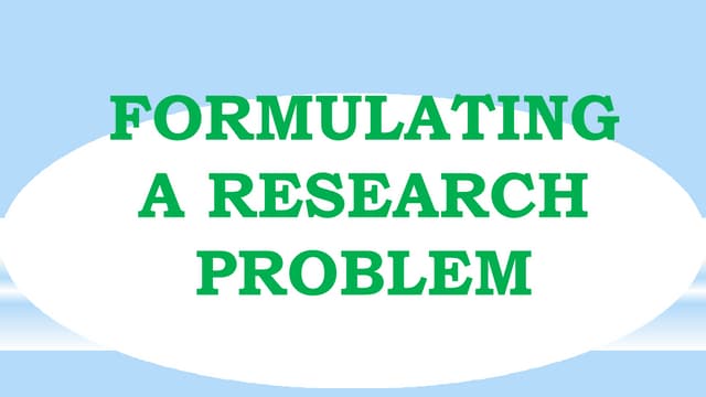 Formulating a research problem | PPTX
