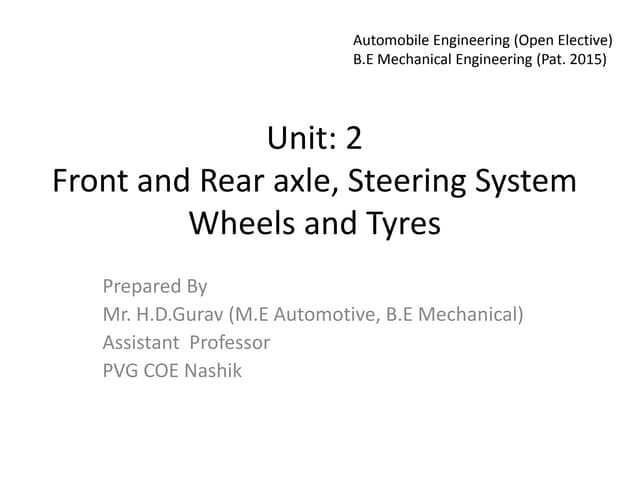 Types of Axles | PPTX