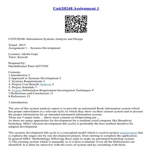 Unit20248 Assignment 1 | PDF