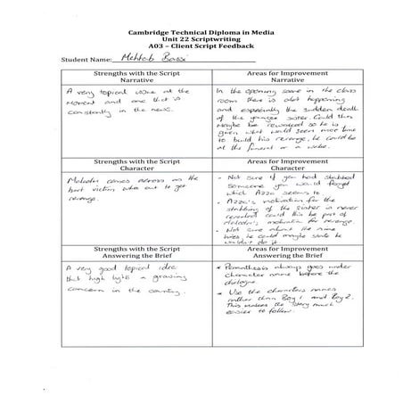Script Feedback Pdf