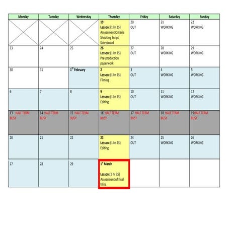 Unit 22 timetable | PPT