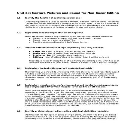 Unit 23 | DOCX | Video Production | Content Production