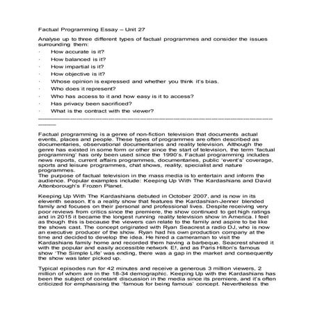 Unit 27 Task 1 Factual Programming Essay Pdf