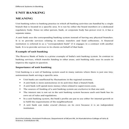 Different Types of Banking Systems Document | DOCX