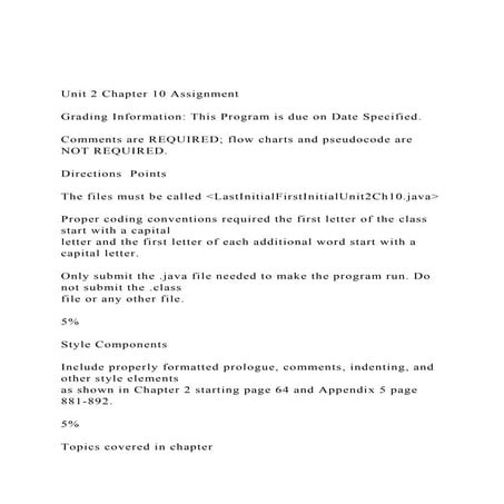 Unit 2 Chapter 10 Assignment Grading Information This Pro.docx
