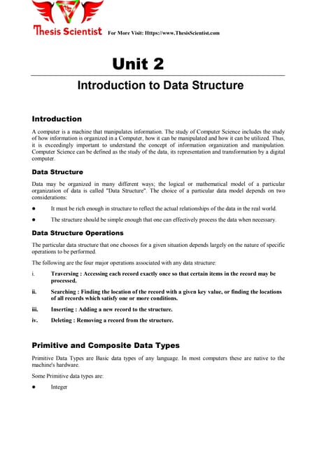 Data Structures using java notes for MCA | PPT Data Structures using java notes for MCA | PPT