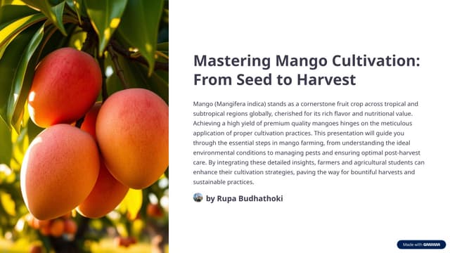 Mango cultivation practices | PPTX