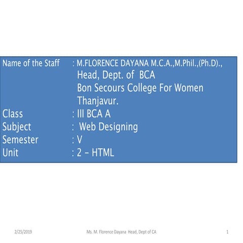 M.FLORENCEDAYANA WEB DESIGN -Unit 2 (html) | PDF