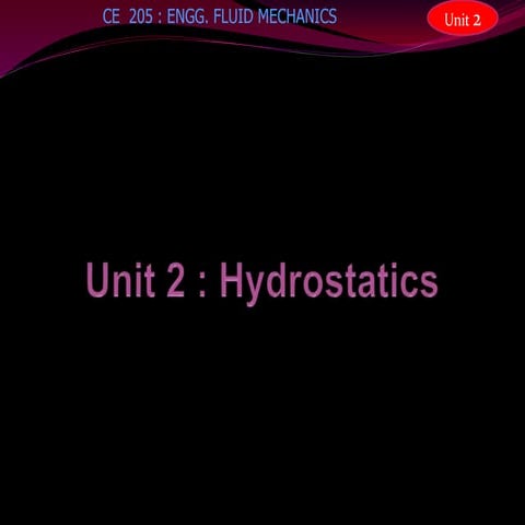Fluid Mechanics: fluid statics: pascals law, hydrostatic law | PPTX