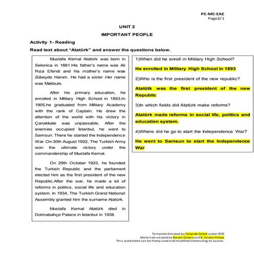 Unit 2 important people answer key doc. | DOCX