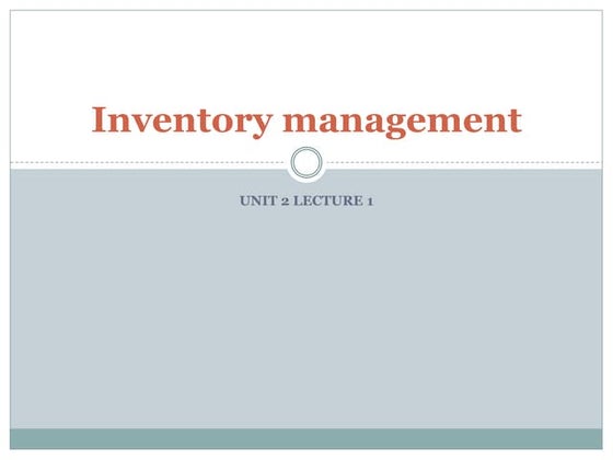 Inventory Control or inventory management system.pptx | Logistics | Business