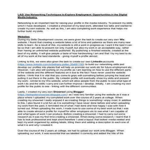 Unit 2 learning aim d | DOCX