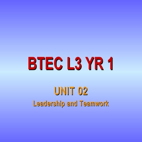 Unit 2 leadership and teamwork P1,M1,D1,P2 | PPT