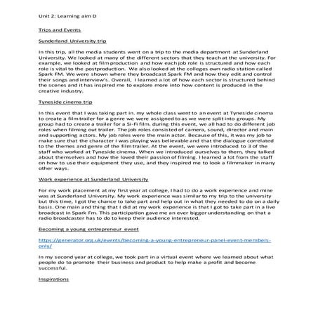 Unit 2 learning aim d | PDF