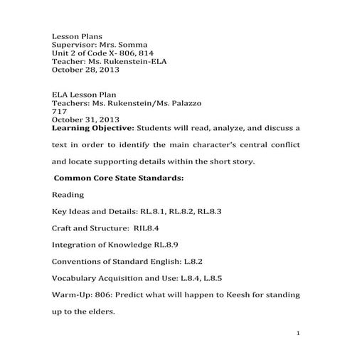 Unit 2 lesson plans2013 | DOCX