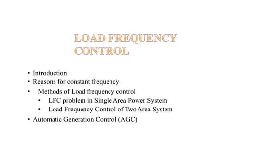 Load Frequency Control of Two Area System | PPT
