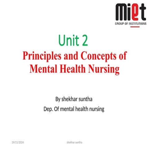 unit 2 mental health nursing principals | PPTX