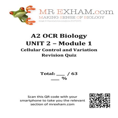 A2 OCR Biology - Unit 2 - Module 1 Revision Quiz | DOCX