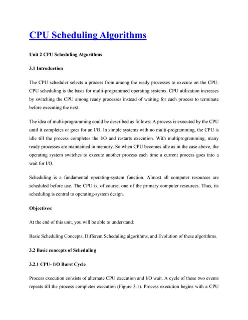 CPU Scheduling Algorithms