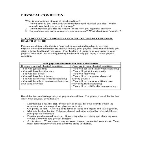 Unit 2.Physical Condition | PDF