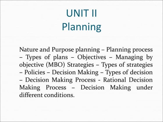 Nature and purpose of planning | PDF