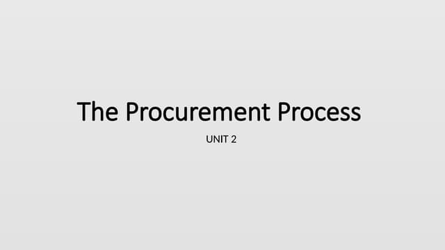 Introduction to procurement | PDF