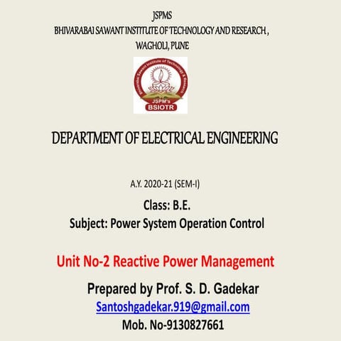 Unit 2 Reactive Power Management | PPTX