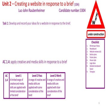 Unit 2 task 1 planning | PPTX