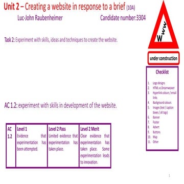 Unit 2 task 2 experimentation | PPT