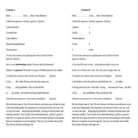 Describing Character (Exercises) | DOC
