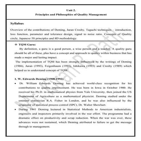 Unit 2 Total Quality Management............. | PDF