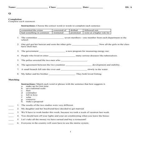 Unit 2 vocabulary activitiy | PDF | Education